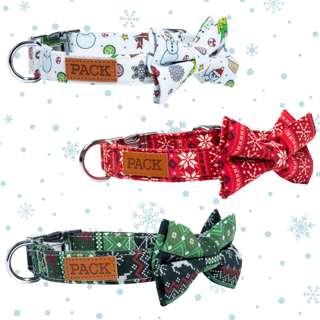 Winter Collection - Bow Tie Dog Collar & Matching Leashes - Pack Leashes